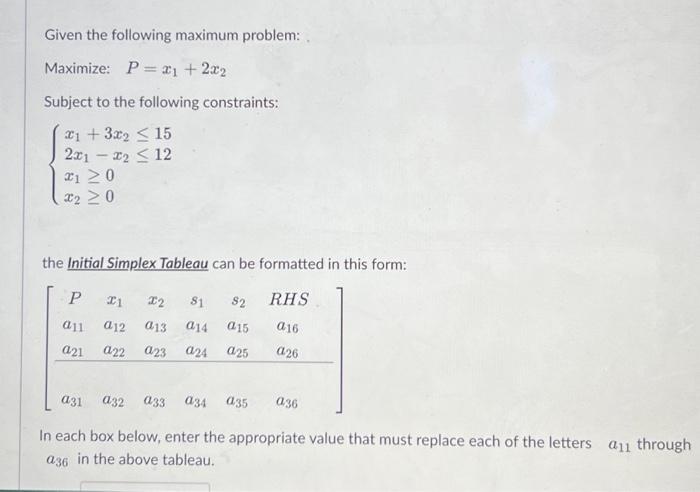 Solved Given the following maximum problem: Maximize: | Chegg.com