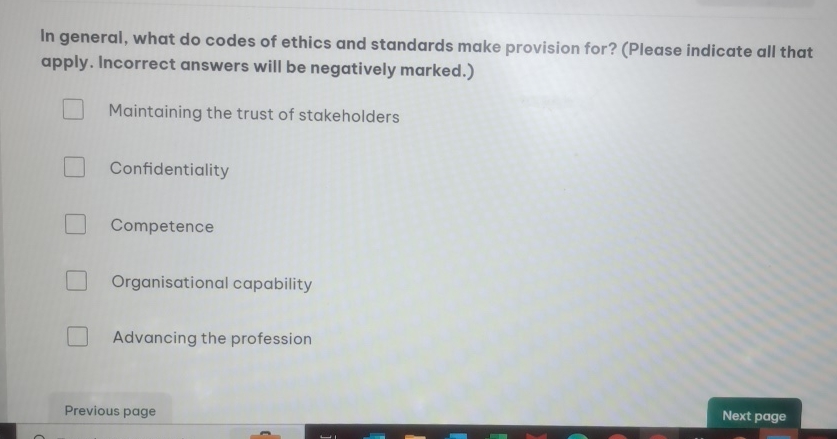 Solved In general, what do codes of ethics and standards | Chegg.com