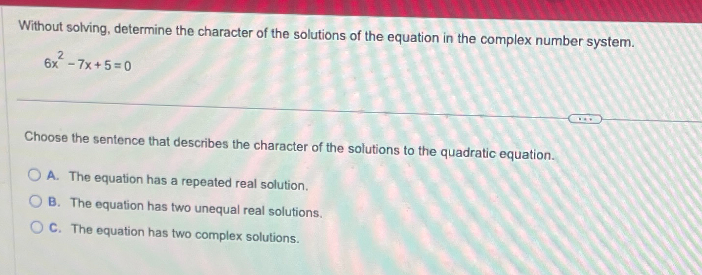 Solved Without solving, determine the character of the | Chegg.com