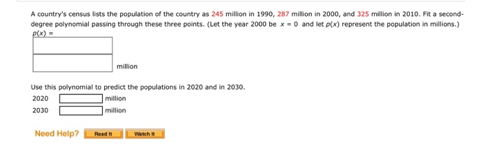 Solved A country's census lists the population of the | Chegg.com