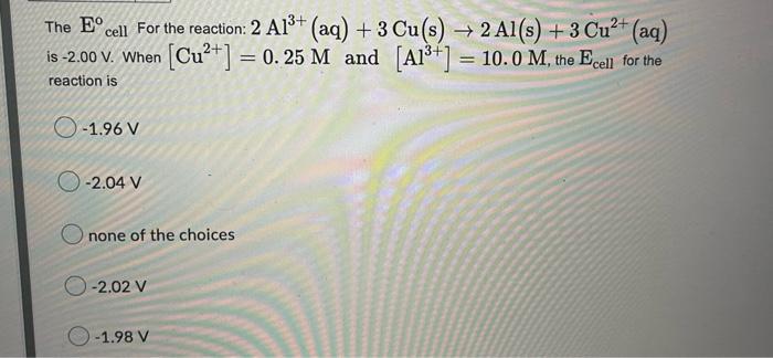 Solved The E0 cell For the reaction: | Chegg.com