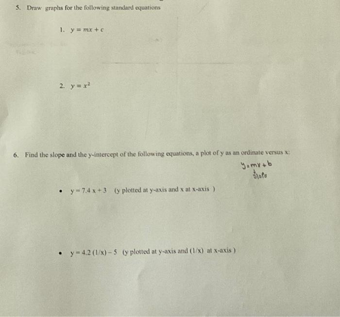 Solved 5. Draw graphs for the following standard equations | Chegg.com