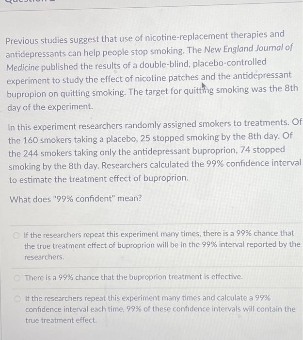 Solved Previous studies suggest that use of | Chegg.com