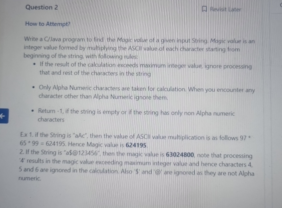 Solved Question 2Revisit LaterHow to Attempt?Write a C/Java | Chegg.com