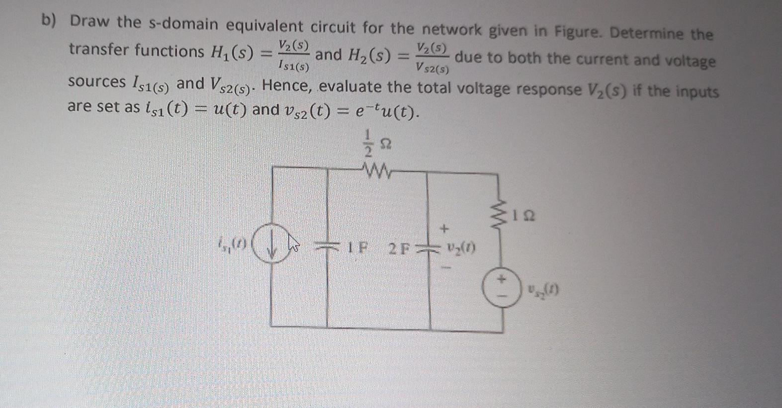 Solved b) Draw the s-domain equivalent circuit for the | Chegg.com