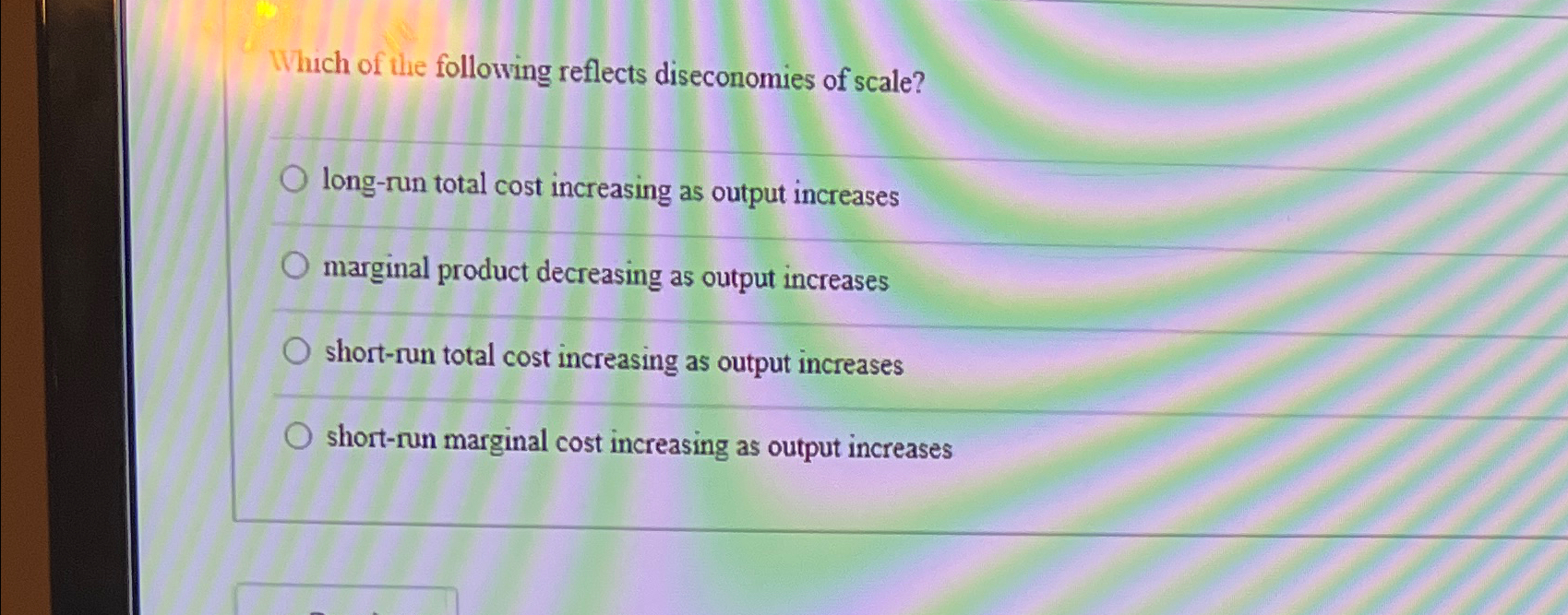Solved Which of the following reflects diseconomies of | Chegg.com