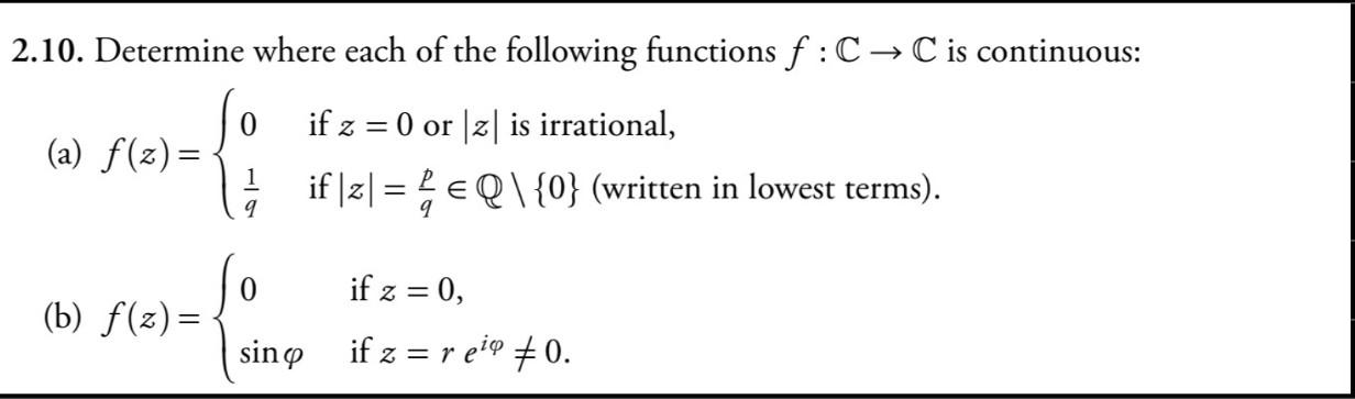 Solved 2.10. Determine where each of the following functions | Chegg.com