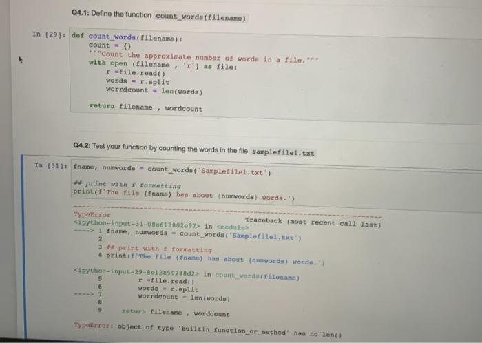 Solved 04.1: Define the function count_words (filename) In | Chegg.com