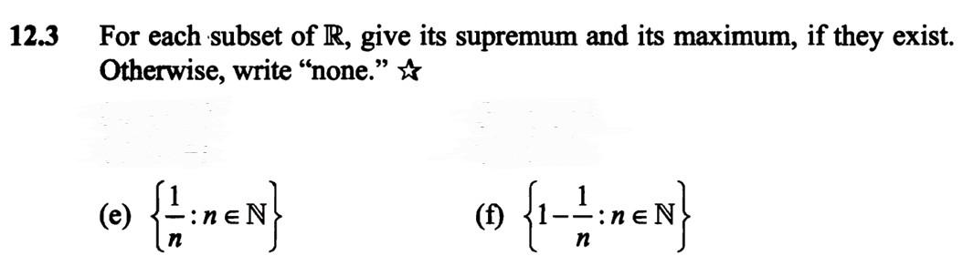 Solved 12.3 For each subset of R, give its supremum and its | Chegg.com