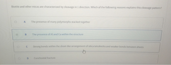 Solved Biotite and other micas are characterized by cleavage | Chegg.com