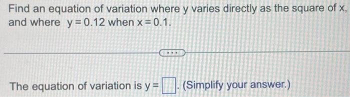 Solved Find an equation of variation where y varies directly | Chegg.com