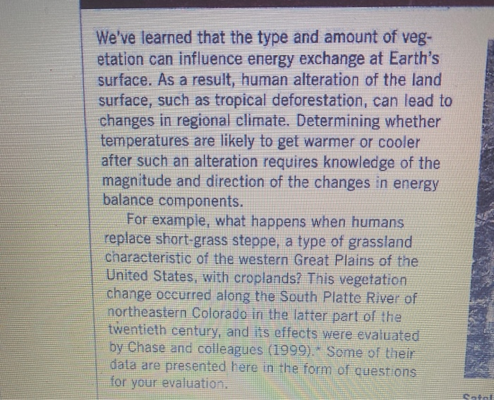 Solved The are The 1. First consider changes in albedo. When | Chegg.com