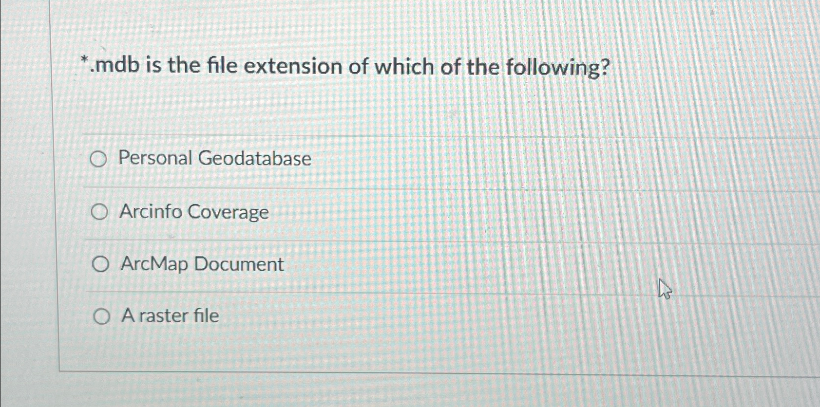 *.mdb is the file extension of which of the | Chegg.com