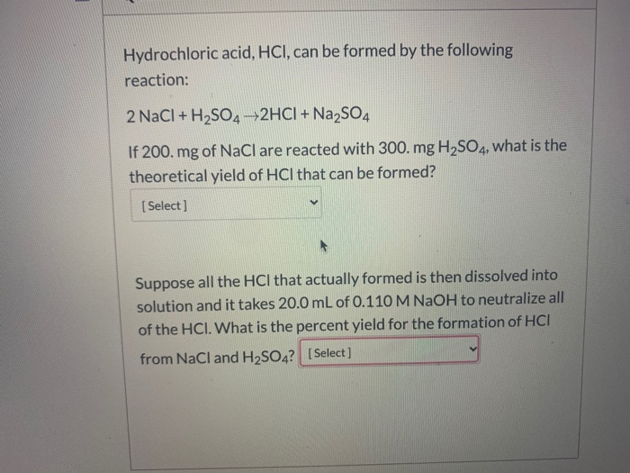 Solved Hydrochloric acid, HCl, can be formed by the | Chegg.com