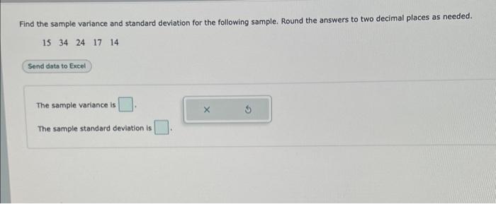 Solved Find the sample variance and standard deviation for | Chegg.com