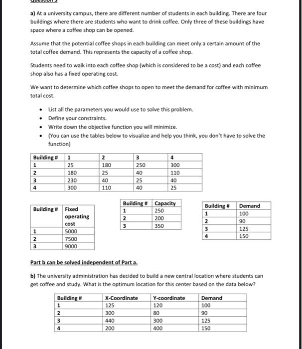 Solved a) At a university campus, there are different number | Chegg.com