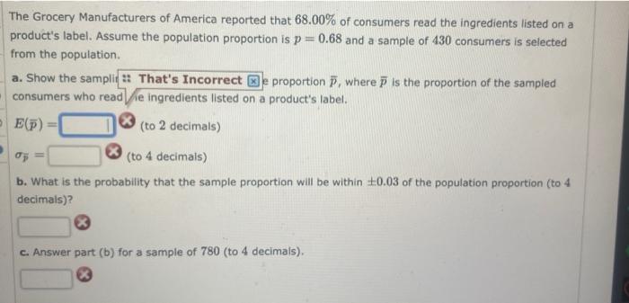 Solved The Grocery Manufacturers of America reported that | Chegg.com