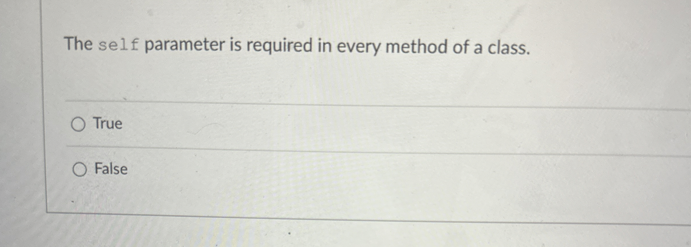 Solved The self parameter is required in every method of a | Chegg.com