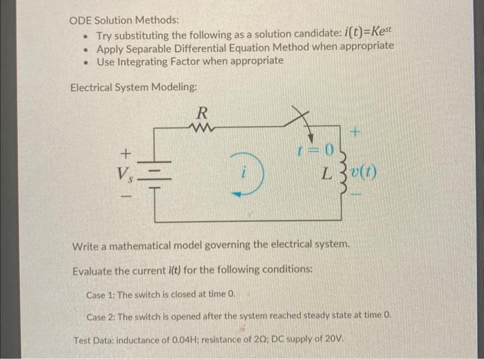 Solved ODE Solution Methods: - Try substituting the | Chegg.com