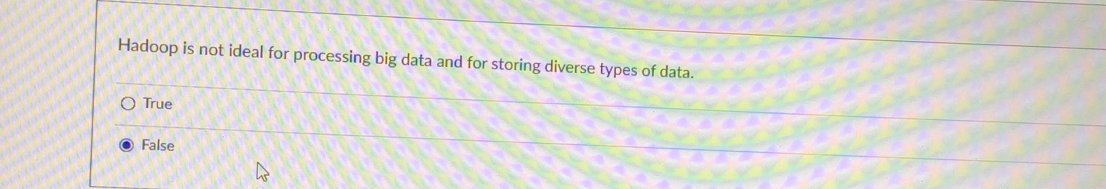 Solved Hadoop is not ideal for processing big data and for | Chegg.com