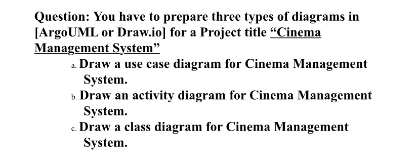 Question: You have to prepare three types of diagrams | Chegg.com