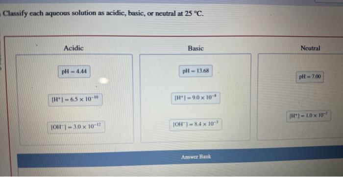 Solved Classify each aqueous solution as acidic, basic, or | Chegg.com