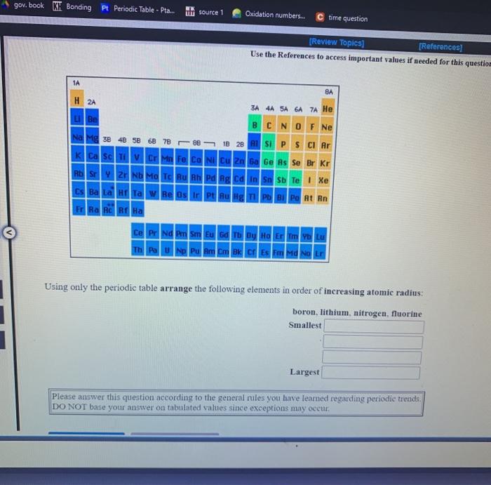 Solved gov.book KH Bonding Pt Periodic Table - Pta... Tf | Chegg.com