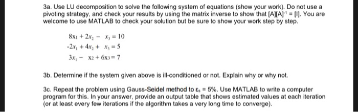 Solved 3a. Use LU decomposition to solve the following | Chegg.com