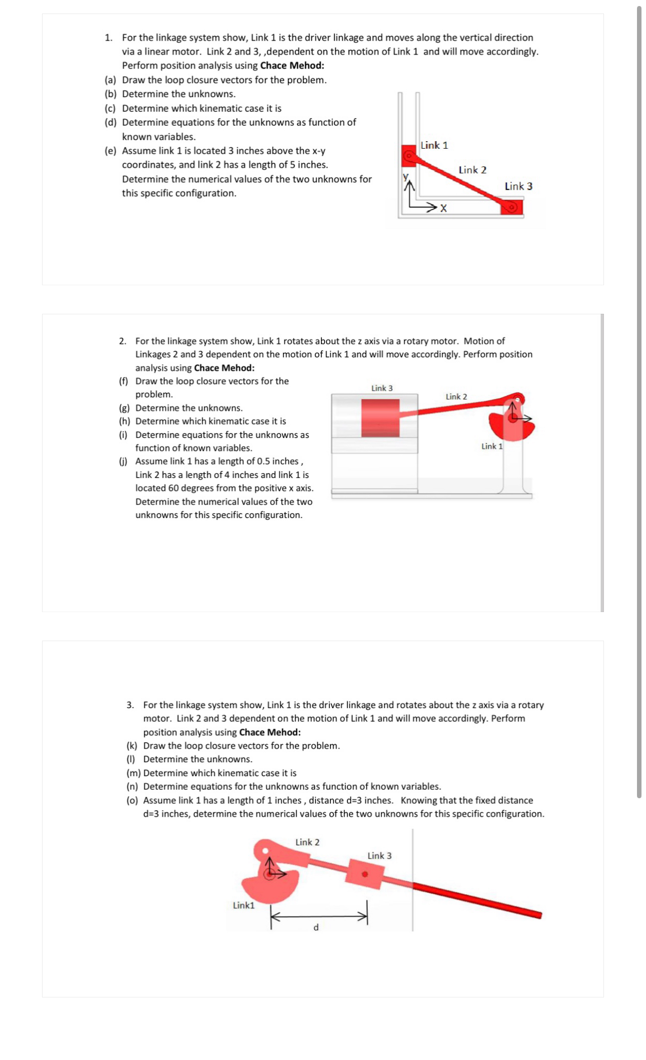 Solved For the linkage system show, Link 1 ﻿is the driver | Chegg.com