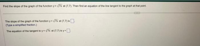 Solved Find the slope of the graph of the function y=7× at | Chegg.com