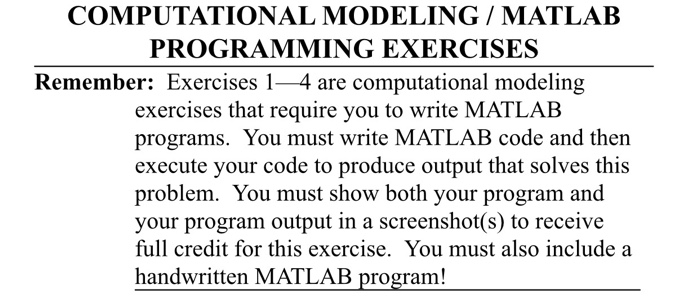 COMPUTATIONAL MODELING / MATLAB PROGRAMMING EXERCISES | Chegg.com