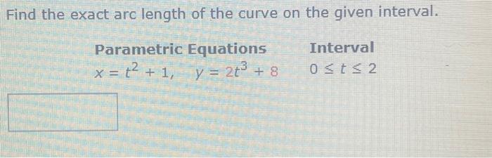 Solved Find the exact arc length of the curve on the given | Chegg.com
