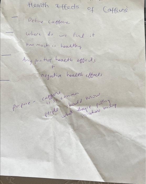 Health tffects of Caffene Define caffare where do we | Chegg.com