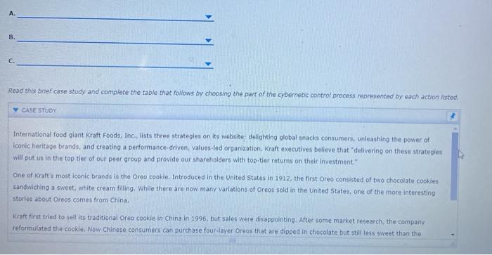 Solved 1. Control process Use your knowledge of the | Chegg.com