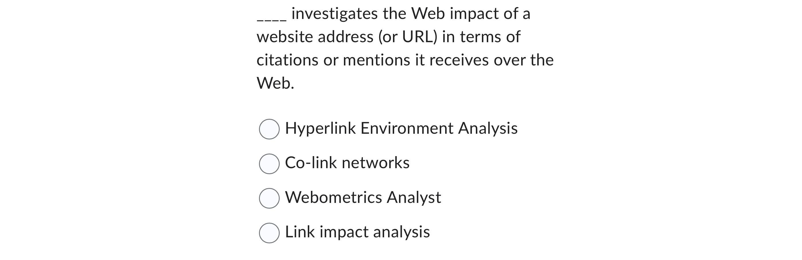 Solved Investigates The Web Impact Of A Website Address or Chegg