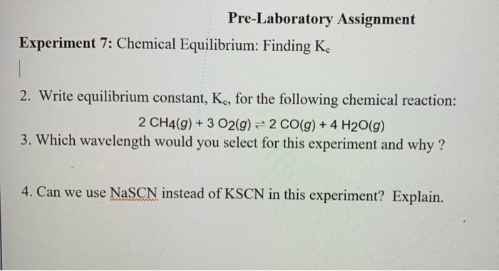 Solved Pre-Laboratory Assignment Experiment 7: Chemical | Chegg.com
