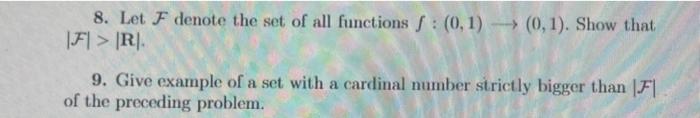 Solved 9. Give example of a set with a cardinal number | Chegg.com