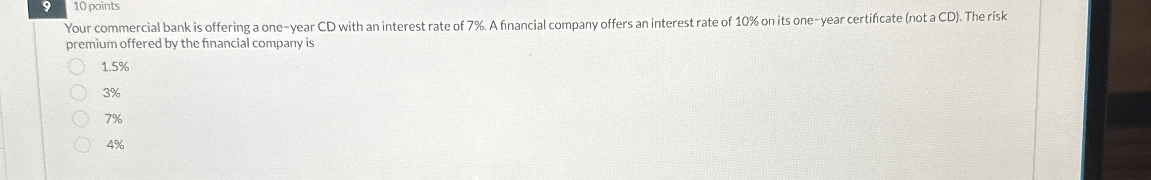 Solved 10 ﻿pointsYour commercial bank is offering a one-year | Chegg.com