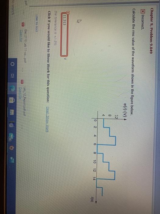 Solved Chapter 9, Problem 9.049 Incorrect. Calculate the rms | Chegg.com