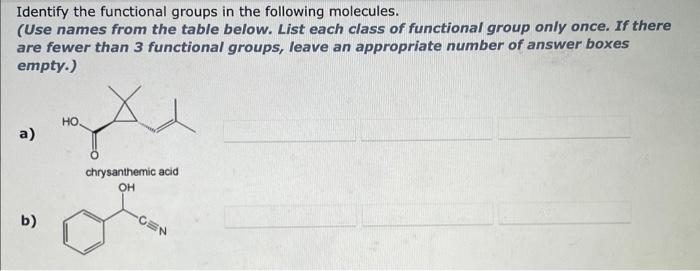 Solved Identify the functional groups in the following | Chegg.com