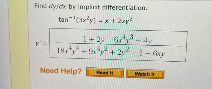 Solved Find dy/dx by implicit differentiation. | Chegg.com