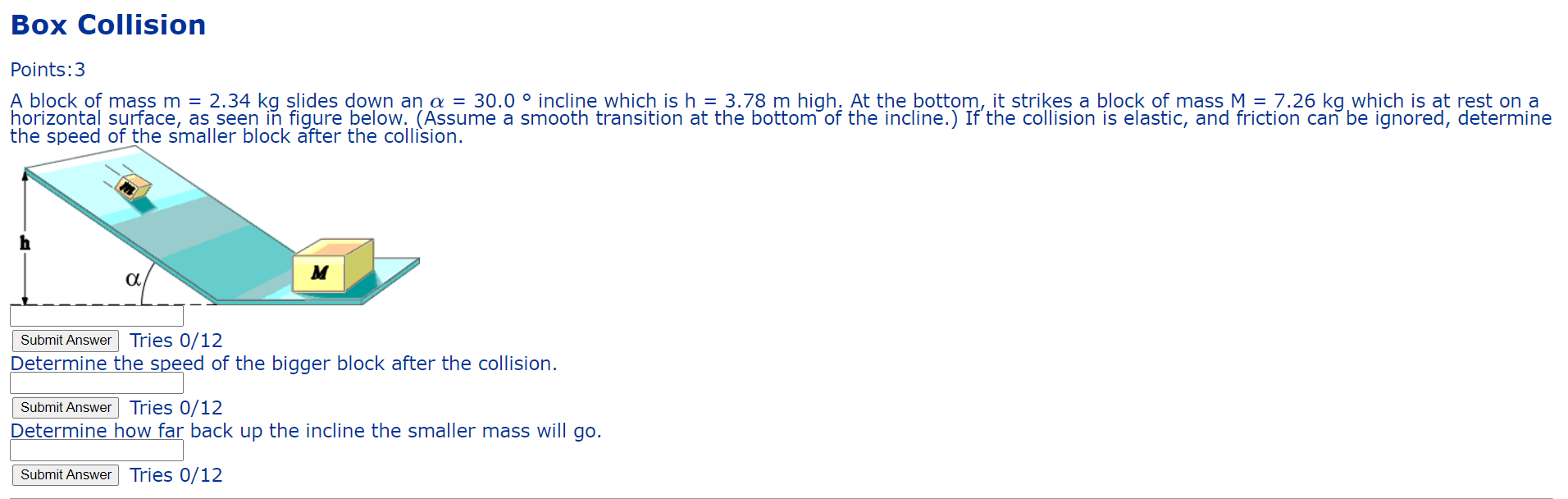 Solved Box CollisionPoints:3A block of mass m=2.34kg ﻿slides | Chegg.com