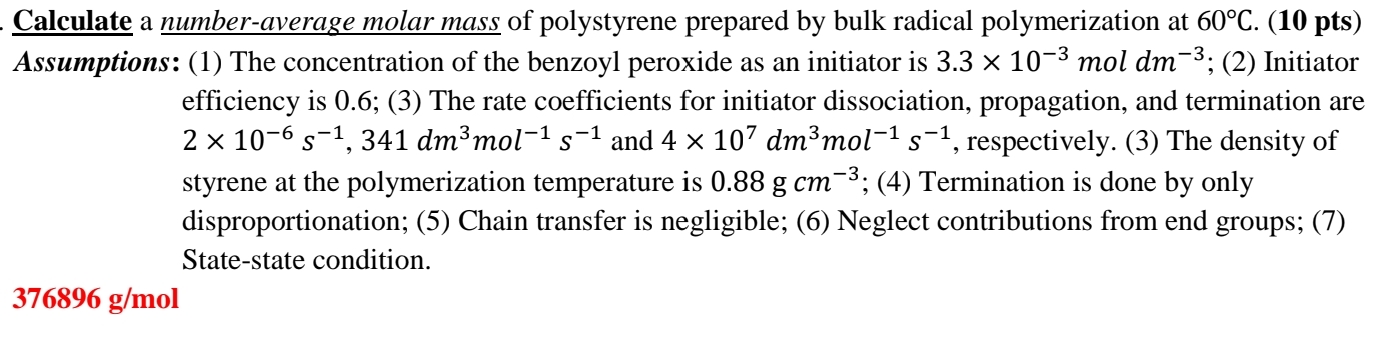 Solved Calculate a number-average molar mass of polystyrene | Chegg.com