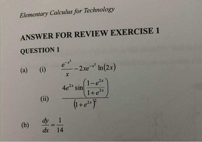 Solved Elementary Calculus for Technology ANSWER FOR REVIEW | Chegg.com