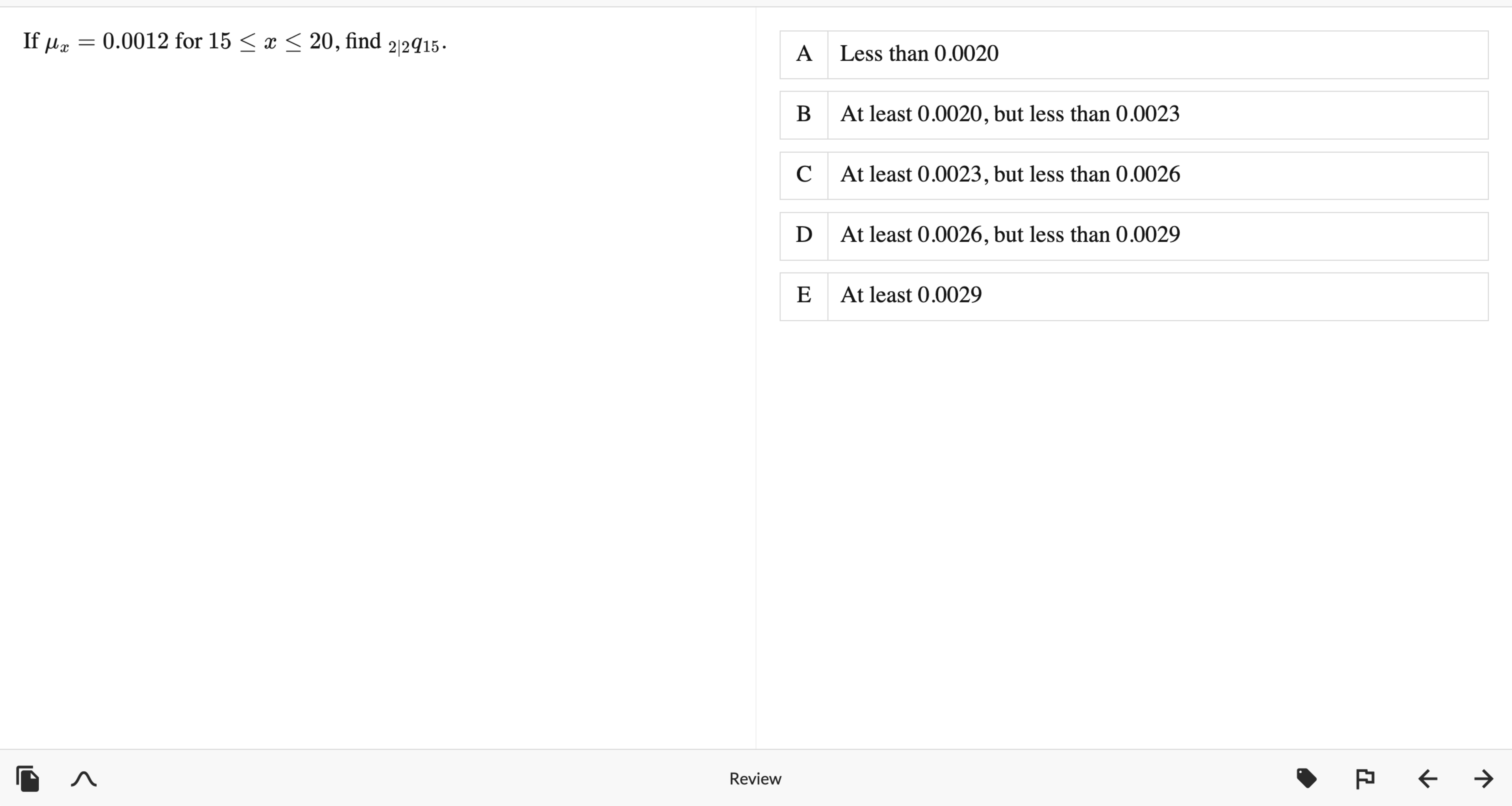 Solved If μx=0.0012 ﻿for 15≤x≤20, ﻿find ?2|2q15.A Less than | Chegg.com