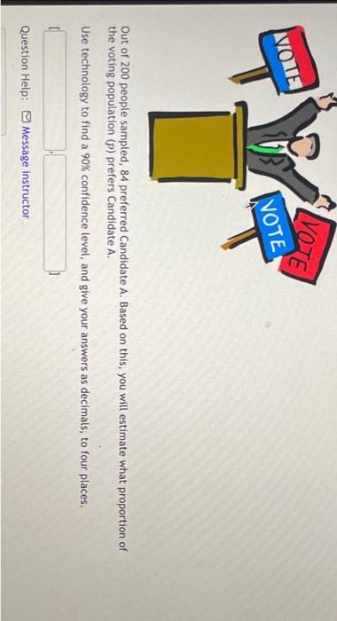 Solved Out of 200 people sampled, 84 preferred Candidate A. | Chegg.com