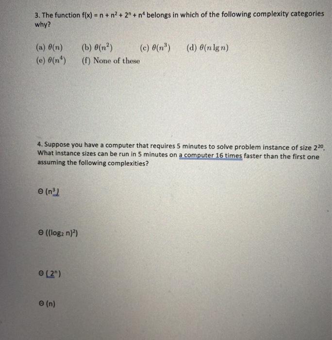1. Compute the time complexity(Theta )of the | Chegg.com