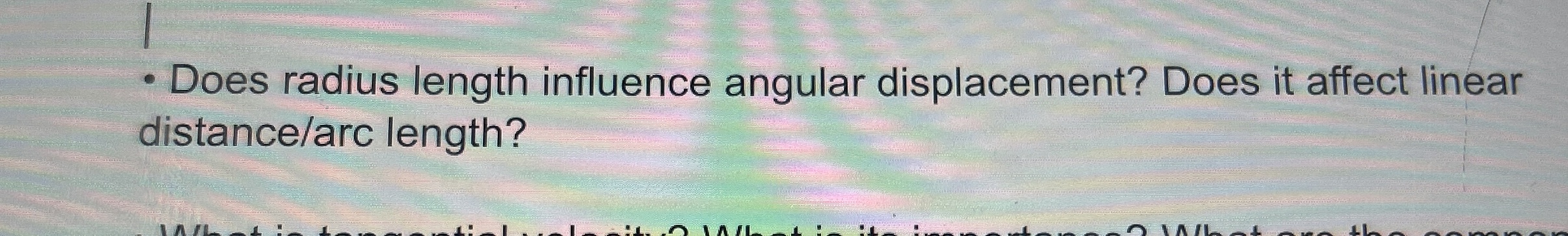 Solved Does radius length influence angular displacement? | Chegg.com