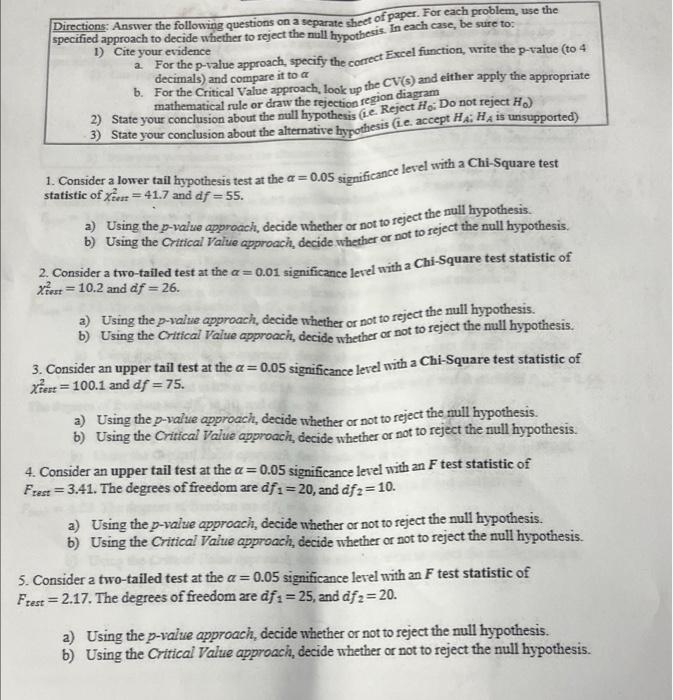 Solved Directions: Answer the following questions on a | Chegg.com