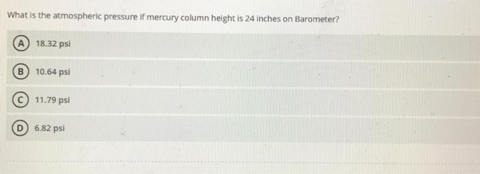Solved What is the atmospheric pressure if mercury column | Chegg.com